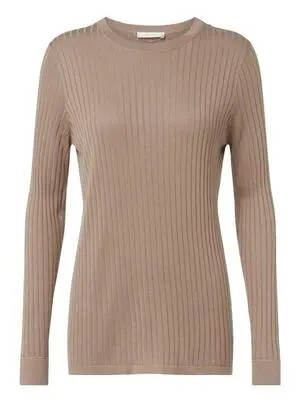 THE ROW Keya Ribbed-knit Top - Beige