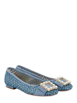 ROGER VIVIER Tres Vivier Embellished Ballet Flats - Blue
