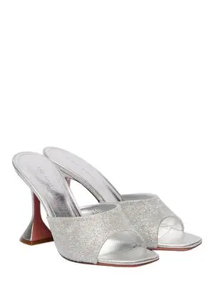 Amina Muaddi Lupita 95 Embellished Leather Mules Silver