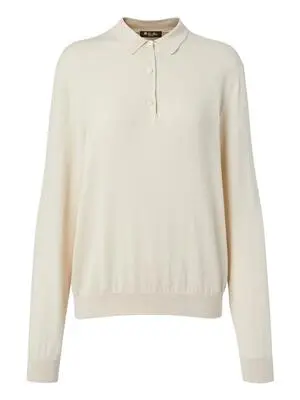Loro Piana Ice Wish Knitted Cotton Polo Shirt - White