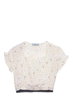 PRADA Floral Print Pongé Crop Top