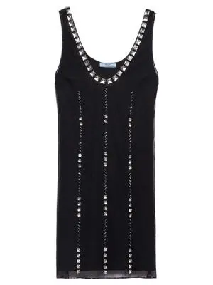 Prada Embroidered Tulle Mini-dress - Black