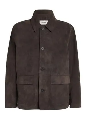 FRAME Suede Chore Shirt Jacket - Brown