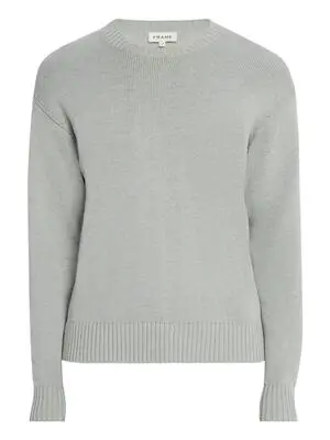 FRAME Crewneck Silk-cotton Knit Sweater - Grey Blue