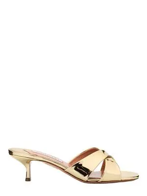 AQUAZZURA Divine Specchio Kitten-Heel Mule Sandals Soft Gold