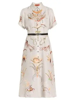 Altuzarra Kiera Printed Silk Shirtdress Moonlight Figurative