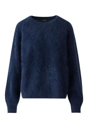 Akris Brushed Cashmere Crewneck Sweater - Navy