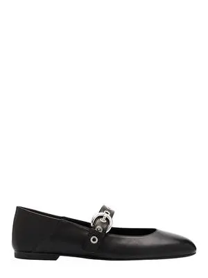 STUART WEITZMAN Leather Mary Jane Ballerina Flats - Black