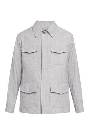 Dunhill Linen Four-pocket Field Jacket - Light Grey