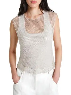 TWP Chloe Woven Mesh Top - Silver