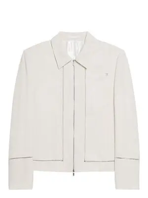 Helmut Lang Ladder-Stitch Border Zip Jacket White