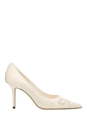 JIMMY CHOO Love 85 Nappa Embroidered Pumps - Latte