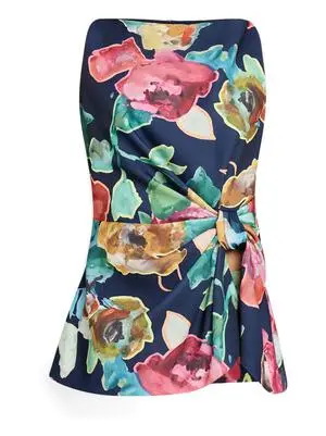 Lela Rose High-neck Printed Top - Multi