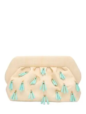 THEMOIRE Emera Fringe Pleated Clutch - Emera Paper Fringes  Butter