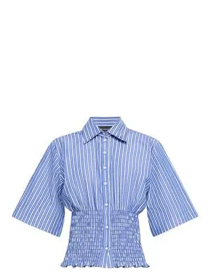 BRANDON MAXWELL Harte Smocked Button-Front Shirt