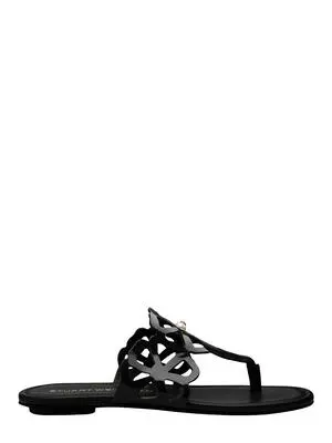 STUART WEITZMAN Jasmine Patent Cutout Thong Sandals Black
