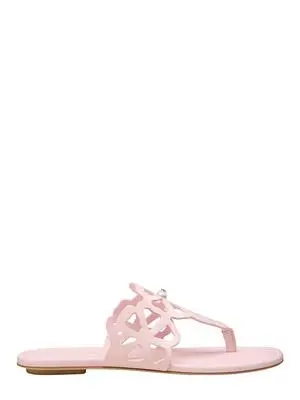 STUART WEITZMAN Jasmine Patent Cutout Thong Sandals Ltpink