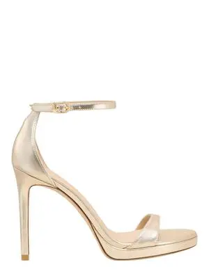 STUART WEITZMAN Nudist Metallic Platform Sandals - Light Gold