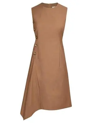 Santorelli Becca Asymmetric Button-waist Midi Dress - Syrup
