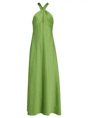 LIV FOSTER Knot-embellished Halter Gown - Olive
