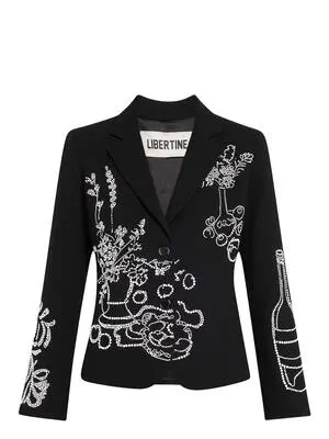 Libertine Still Life Crystal Embellished Short Jacket - Black