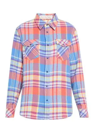GOD & APOS;S TRUE CASHMERE Creator Tartan Cashmere Button-Down Shirt Lapis Lazuli