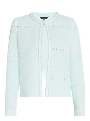 Misook Modern-fit Tweed Knit Jacket - Aquatic/white