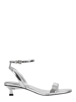 Marc Fisher Alona Ankle-strap Kitten Heel Sandals - Silver Specchio