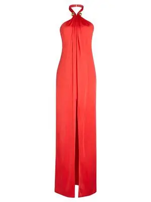 Retrofete Becs Satin Halter Gown - Geranium