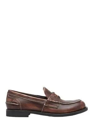 Miu Miu Leather Penny Loafers - Ebano