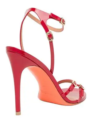 Santoni Virna Patent Buckles Strappy Sandals - Red