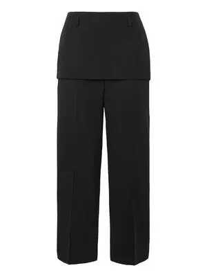 TOTEME Layered Wool-twill Straight-leg Trousers - Black