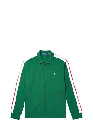 Ralph Lauren Striped Cotton-blend Jersey Zip-up Sweatshirt - Green