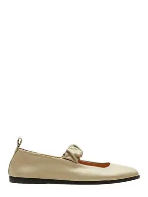 La Canadienne Leather Mary Jane Ballerina Flats - Beige