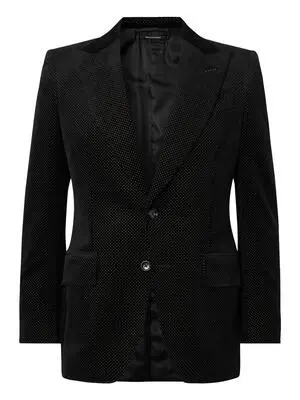 TOM FORD Dyllan Polka-dot Cotton-velvet Tuxedo Jacket - Black