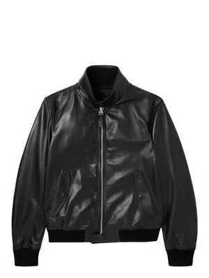 TOM FORD Leather Bomber Jacket - Black