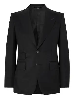 TOM FORD Shelton Grain De Poudre Wool And Mohair-blend Suit Jacket - Black