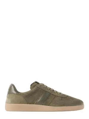 TOM FORD Archer Leather-trimmed Suede Sneakers - Green