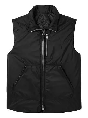 TOM FORD Leather-trimmed Shell Gilet - Black