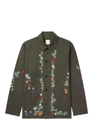 PAUL SMITH Paul Smith - Embroidered Cotton-Twill Overshirt - Men - Green - M