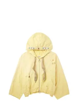 Kapital Embellished Distressed Zip-up Hoodie - Yellow