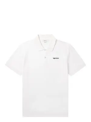 Alexander McQueen Logo-embroidered Cotton-piqué Polo Shirt - White