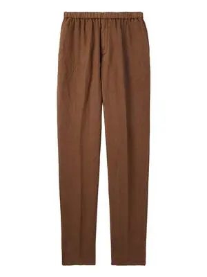 Boglioli Tapered Linen Trousers - Brown