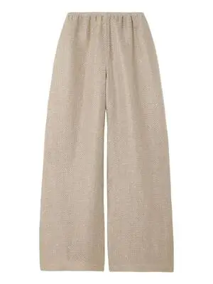 LESET Stella Sequin-embellished Linen-blend Gauze Pants - Neutrals