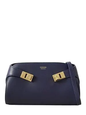 FERRAGAMO Textured-leather Shoulder Bag - Blue