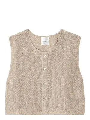 LESET Stella Cropped Linen-blend Vest - Neutrals