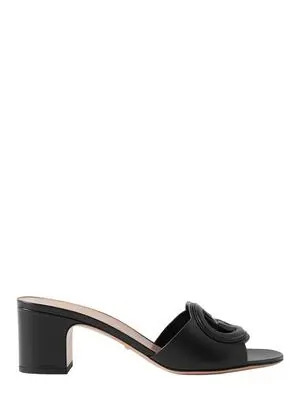 Gucci Cutout Leather Mules - Black