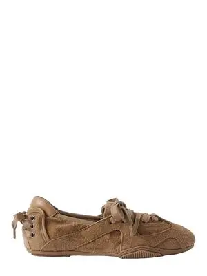 Acne Studios Leather-Trimmed Paneled Suede Sneakers Sand