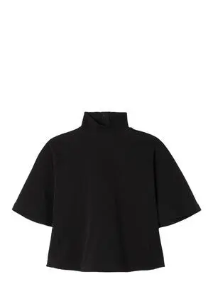 Alaïa Cropped Cotton-jersey Turtleneck T-shirt - Black