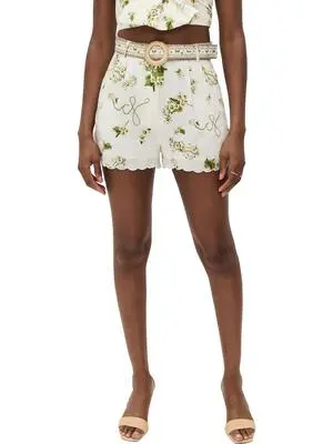 Camilla Tuck Front Linen Shorts - Botanical Utopia